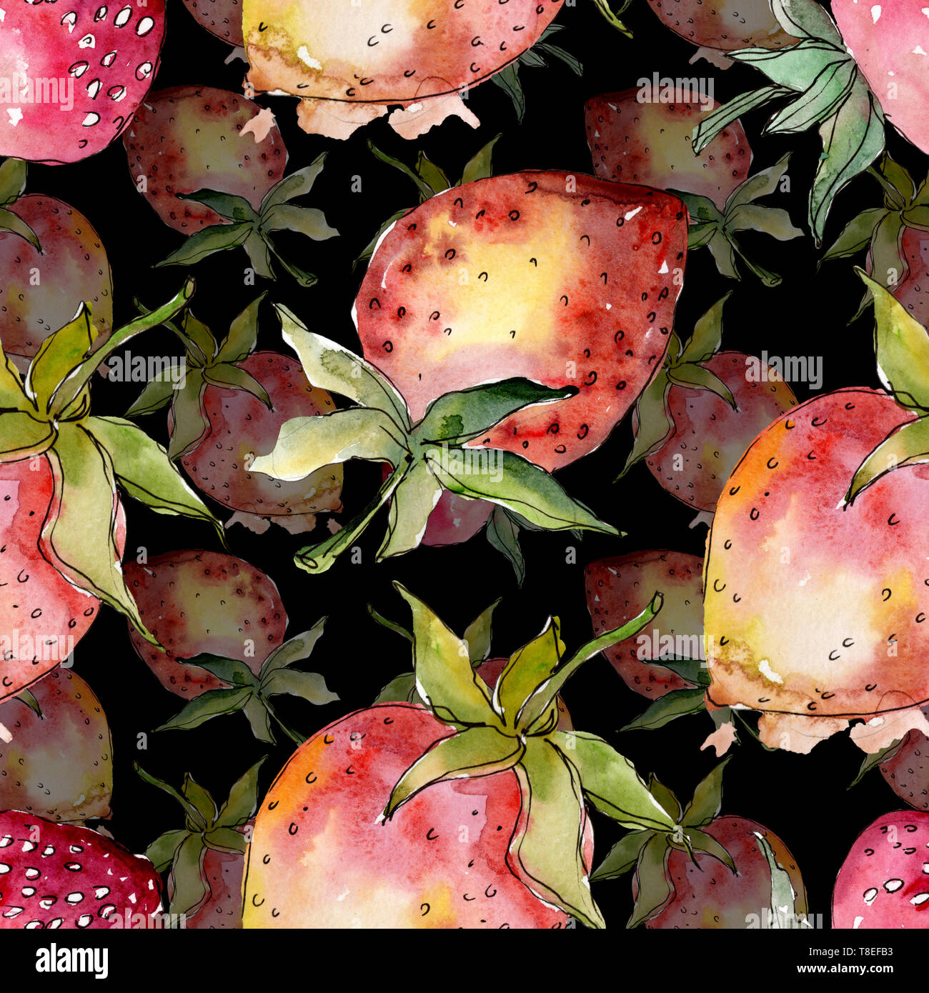 Strawberry healthy food. Watercolor background illustration set ...