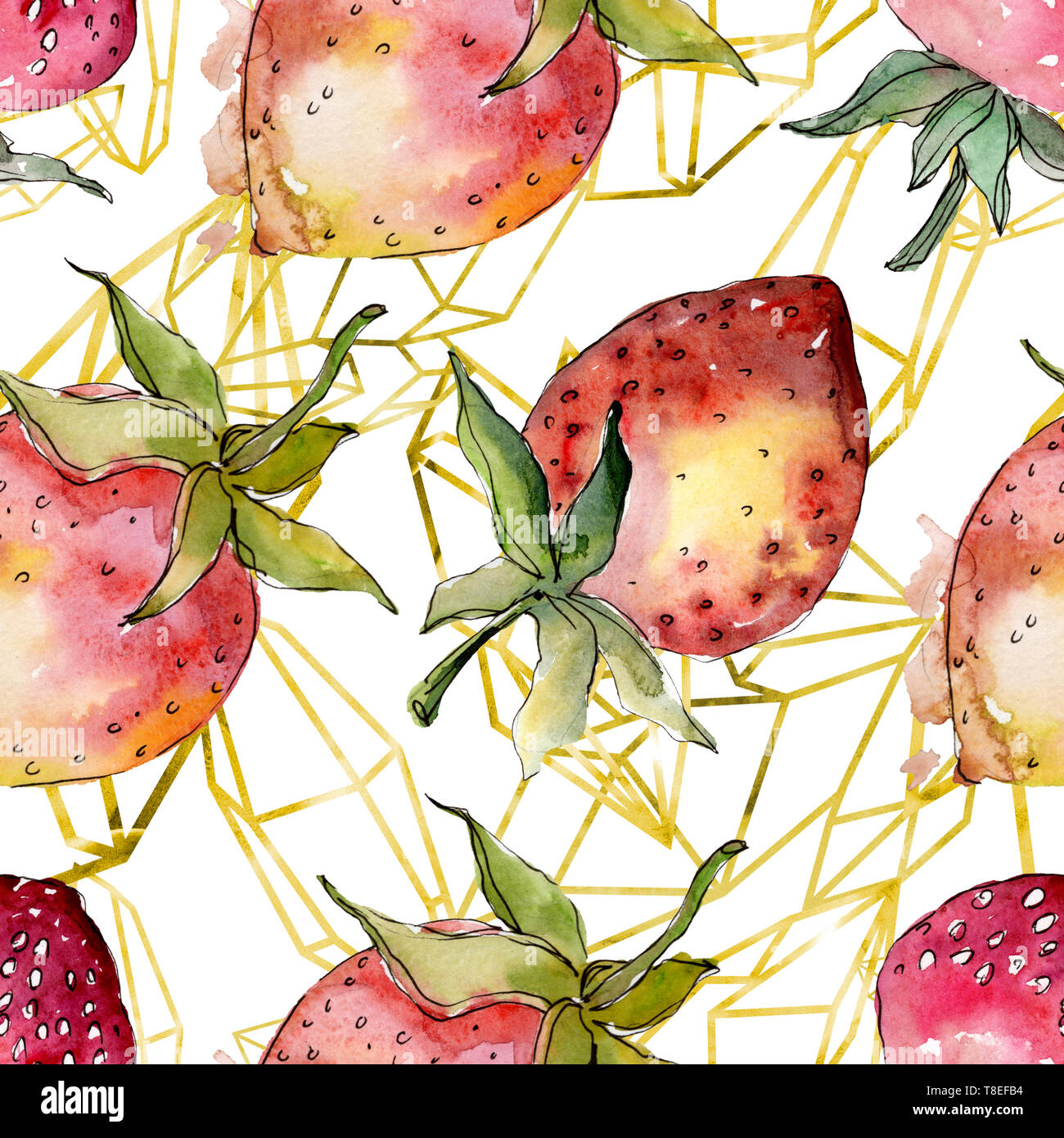 Strawberry healthy food. Watercolor background illustration set ...