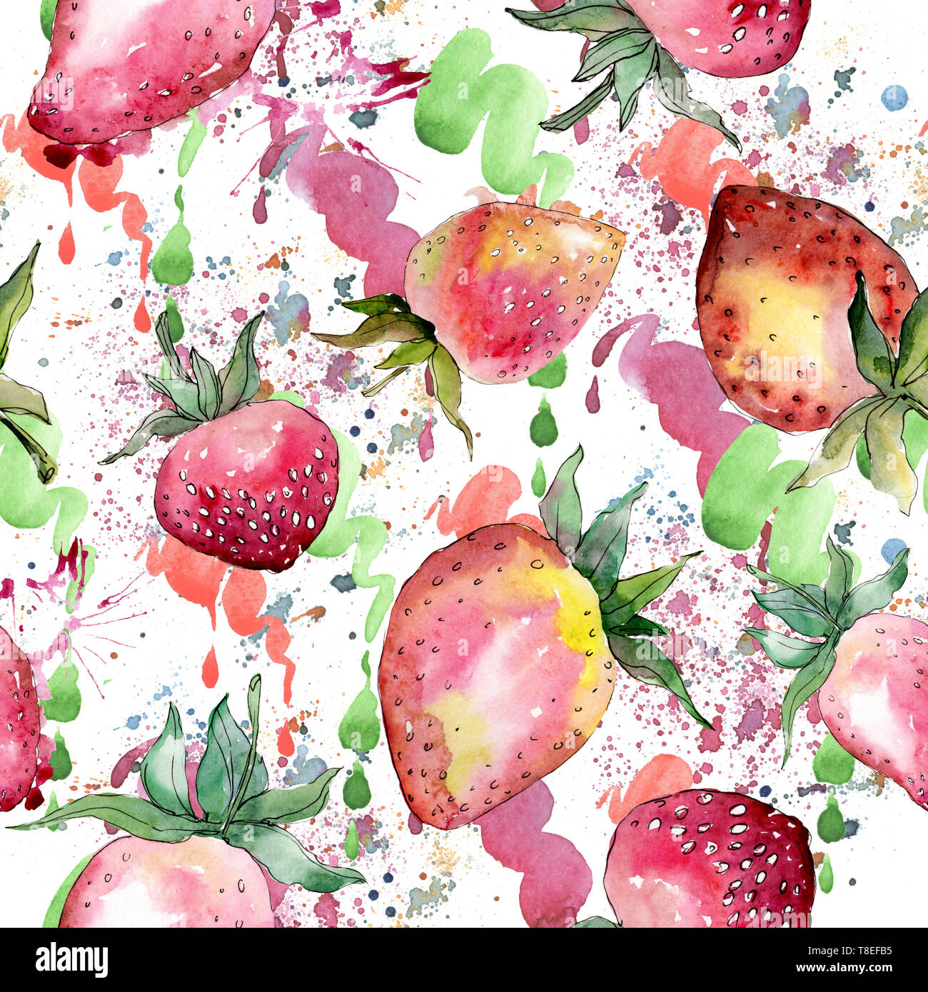 Strawberry healthy food. Watercolor background illustration set ...