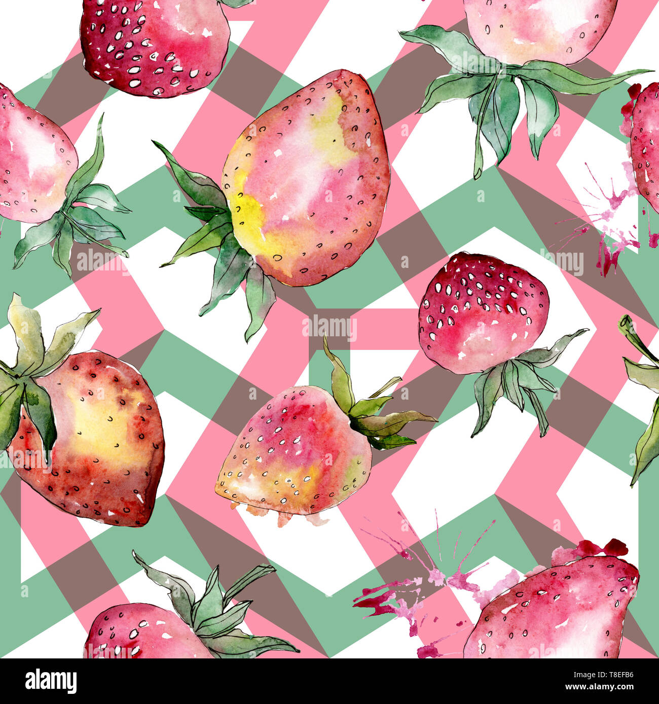 Strawberry healthy food. Watercolor background illustration set ...