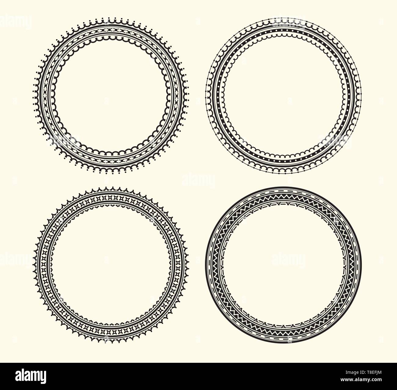 Set of 4 decorative black round frames for your design Stock Vector ...