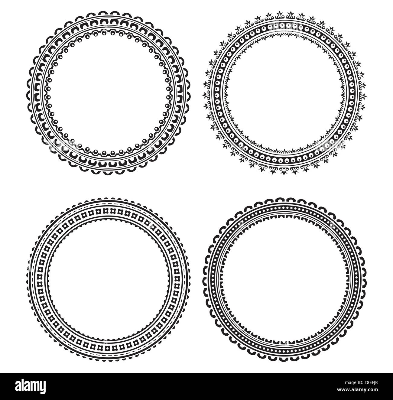 Set of 4 decorative black round frames for your design Stock Vector ...