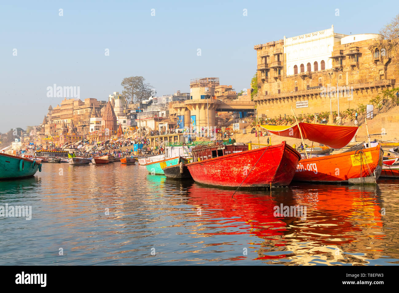 Varanasi, India, 23 March 2019 - Varanasi Ganges river ghat with ...