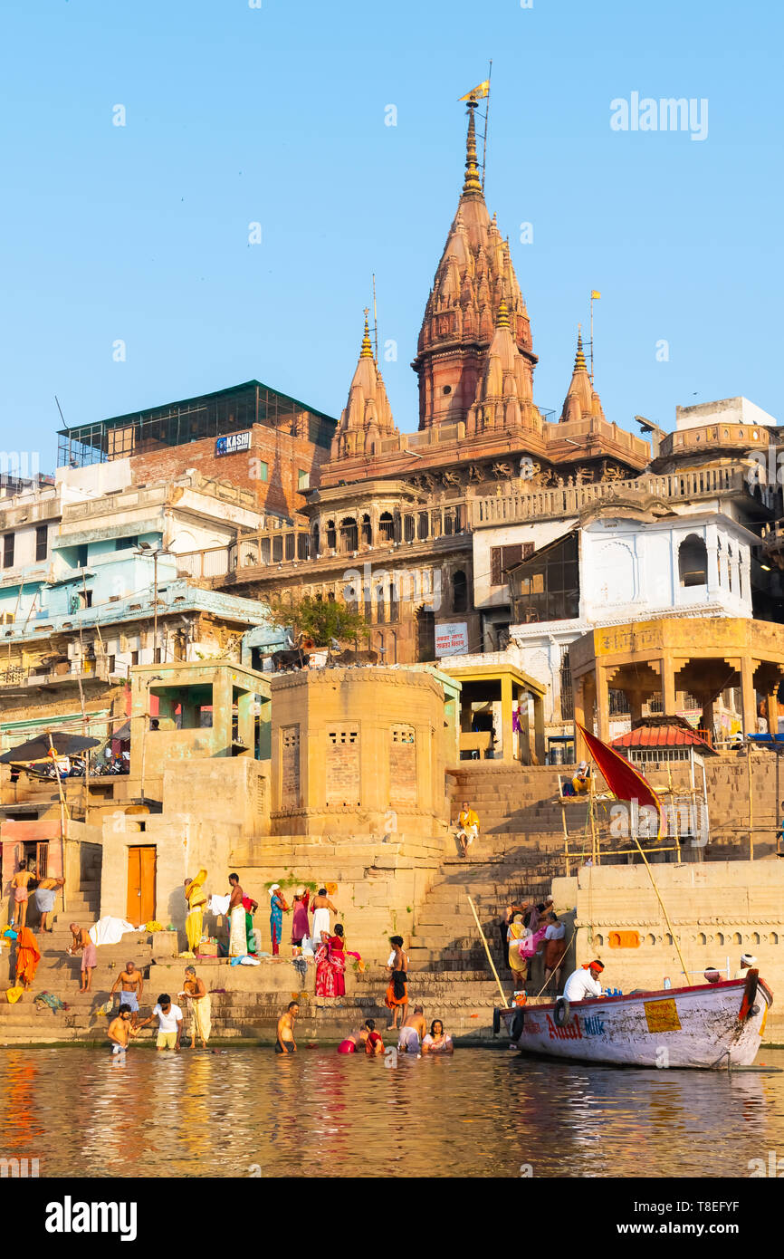 India, Varanasi, 27 Mar 2019 - A view of the ghats Ratneshwar Mahadev ...