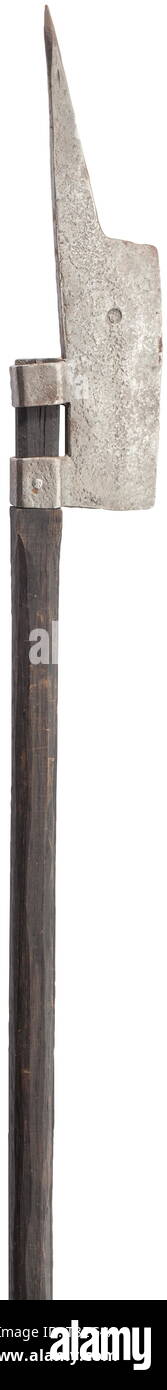 A Swiss halberd in early 15th century style. The head with oblong axe ...