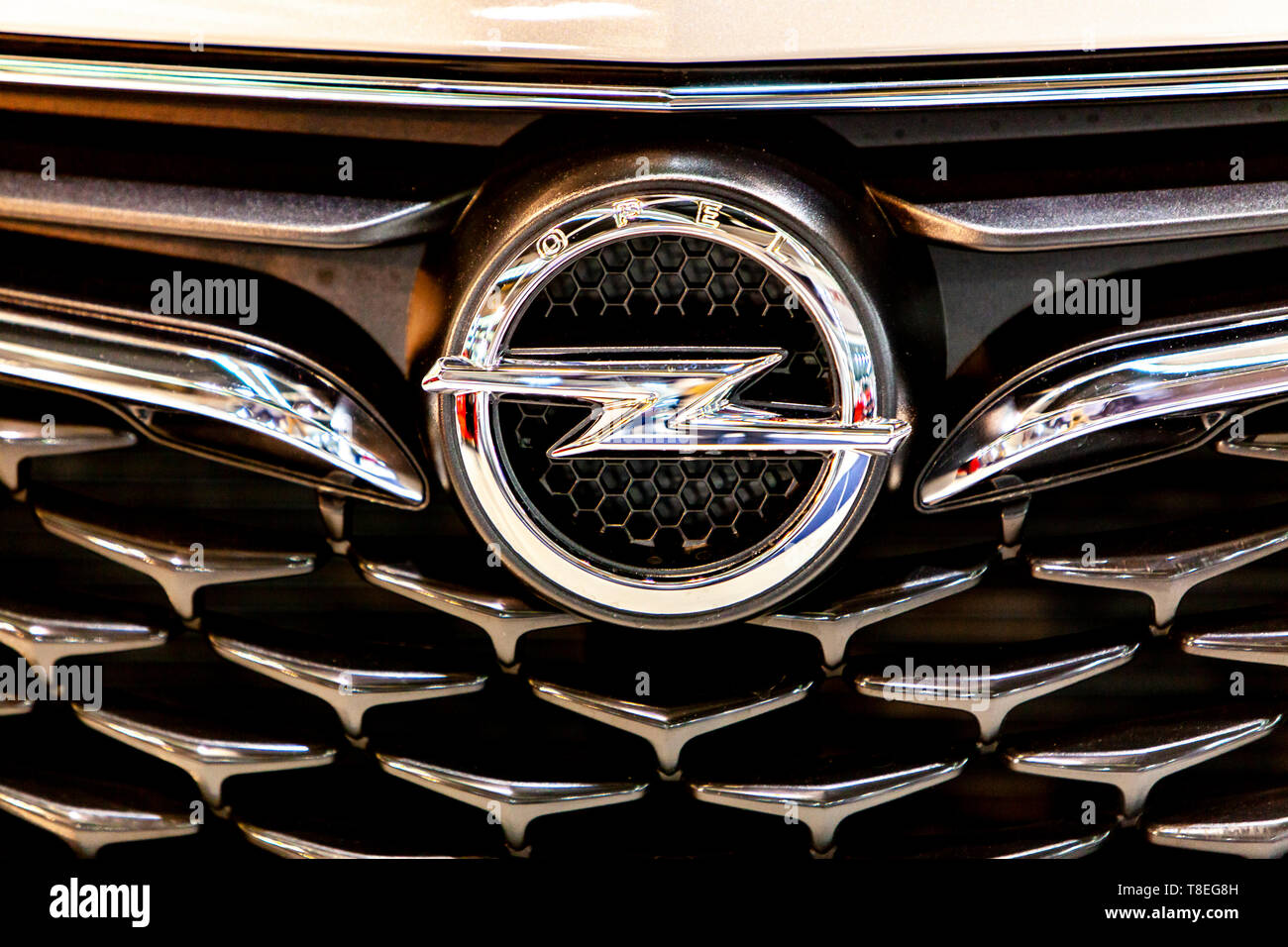 BELGRADE, SERBIA - MARCH 23, 2019: Detail of Opel car in Belgrade ...