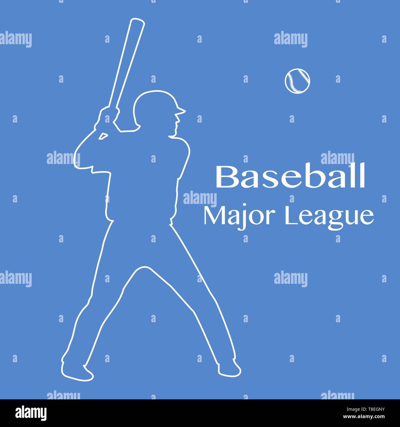 Vector illustration with baseball player standing with bat in his hands ...