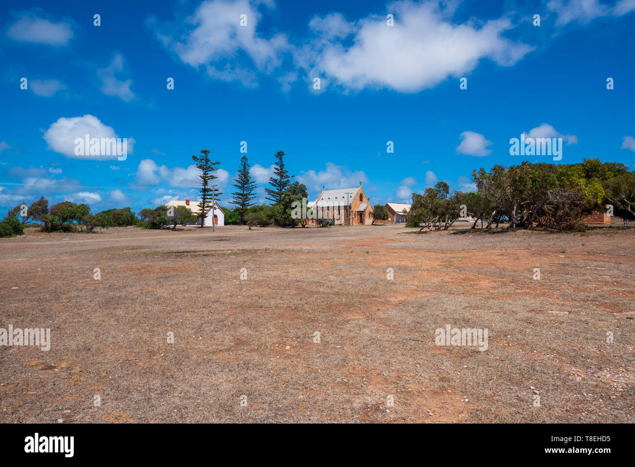 A wide angle photo taken on the grounds of a a restored Australian ...