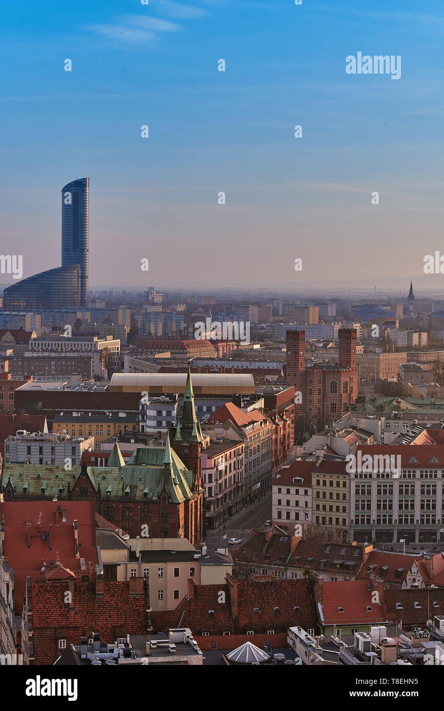Wroclaw, Poland. Aerial view of Sky Tower and other buildings Stock ...