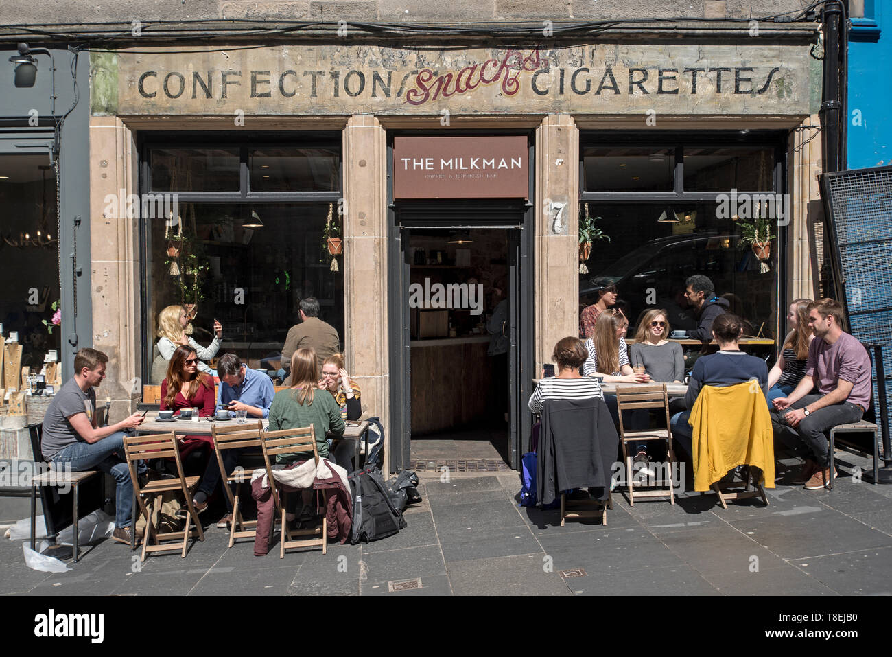 The Milkman, a coffee shop on Cockburn Street in Edinburgh with the ...
