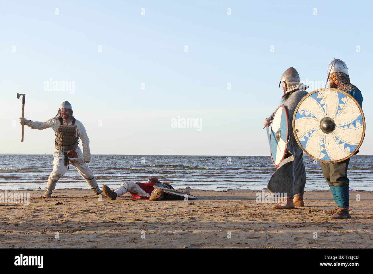 Two warriors viking fighting swords hi-res stock photography and images ...