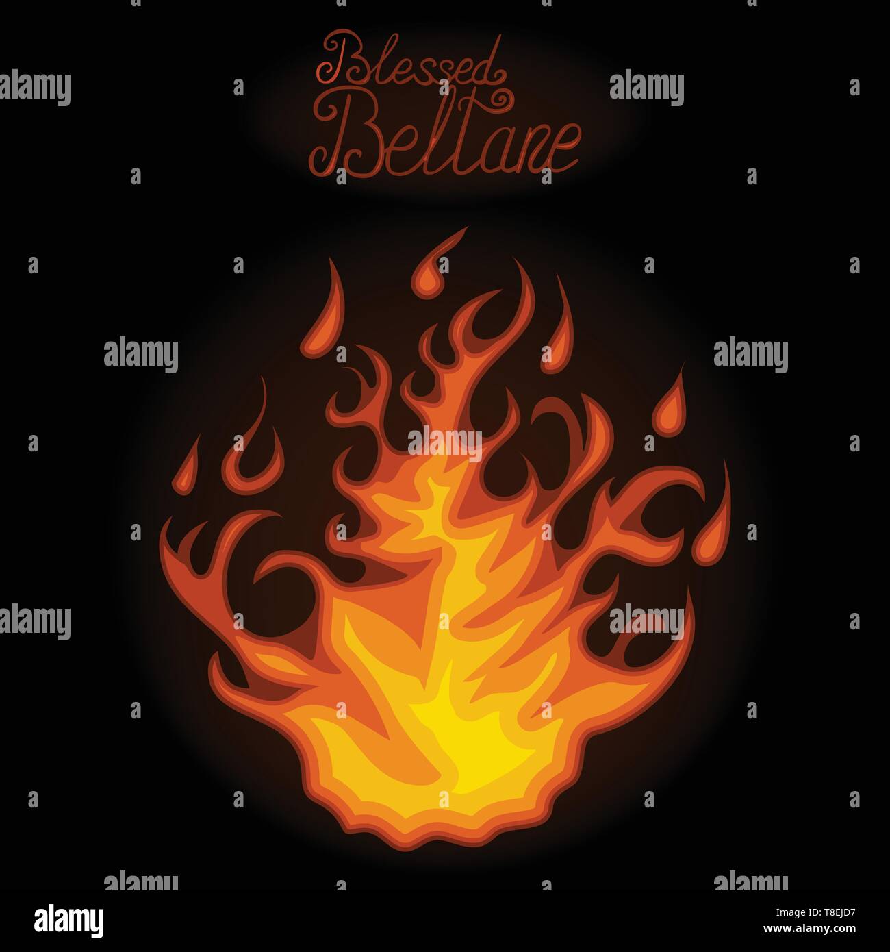 Bright fire in night. Blessed Beltane Stock Vector Image & Art - Alamy