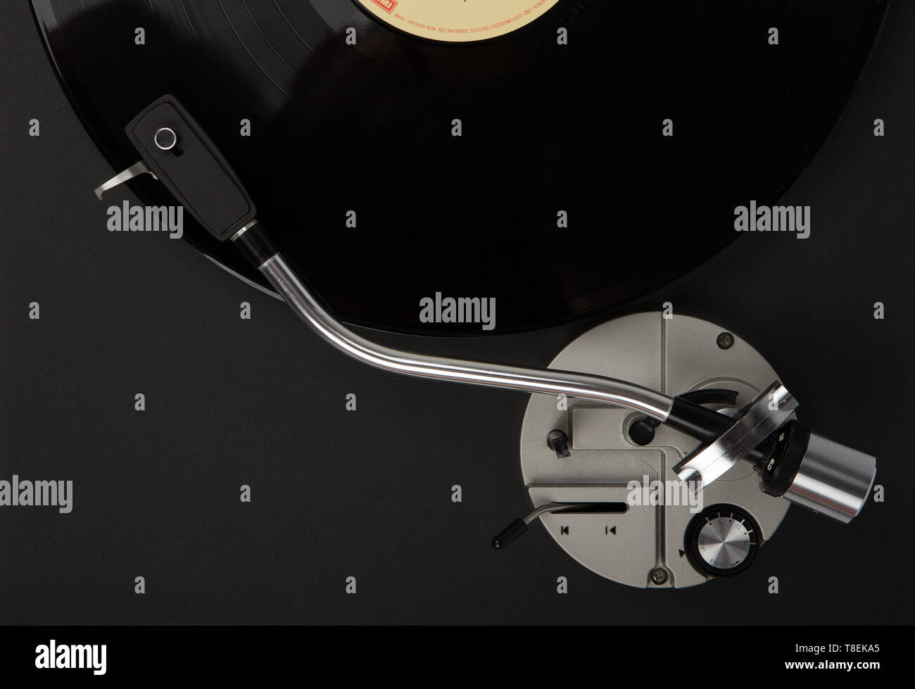 Vintage record player with vinyl disc, close-up. Record player with ...