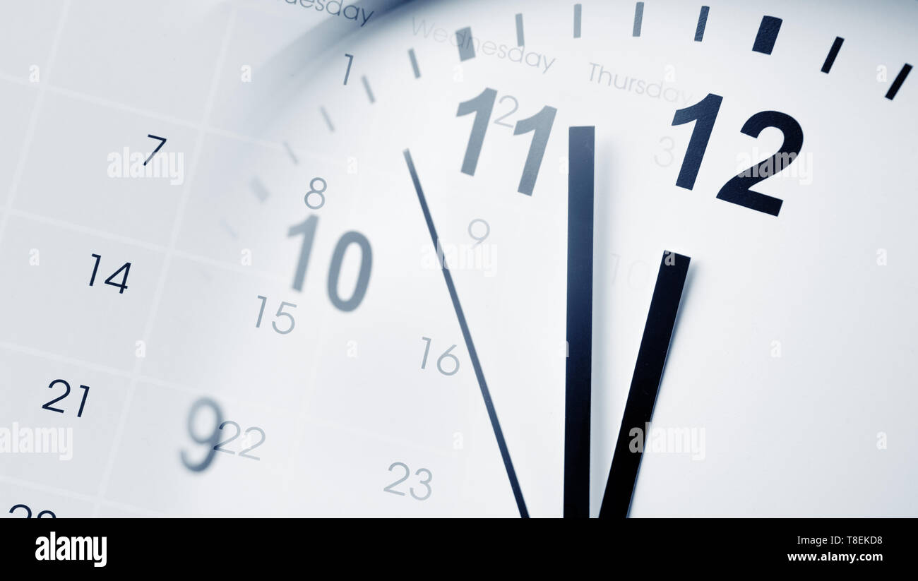 Clock face and calendar composite Stock Photo - Alamy