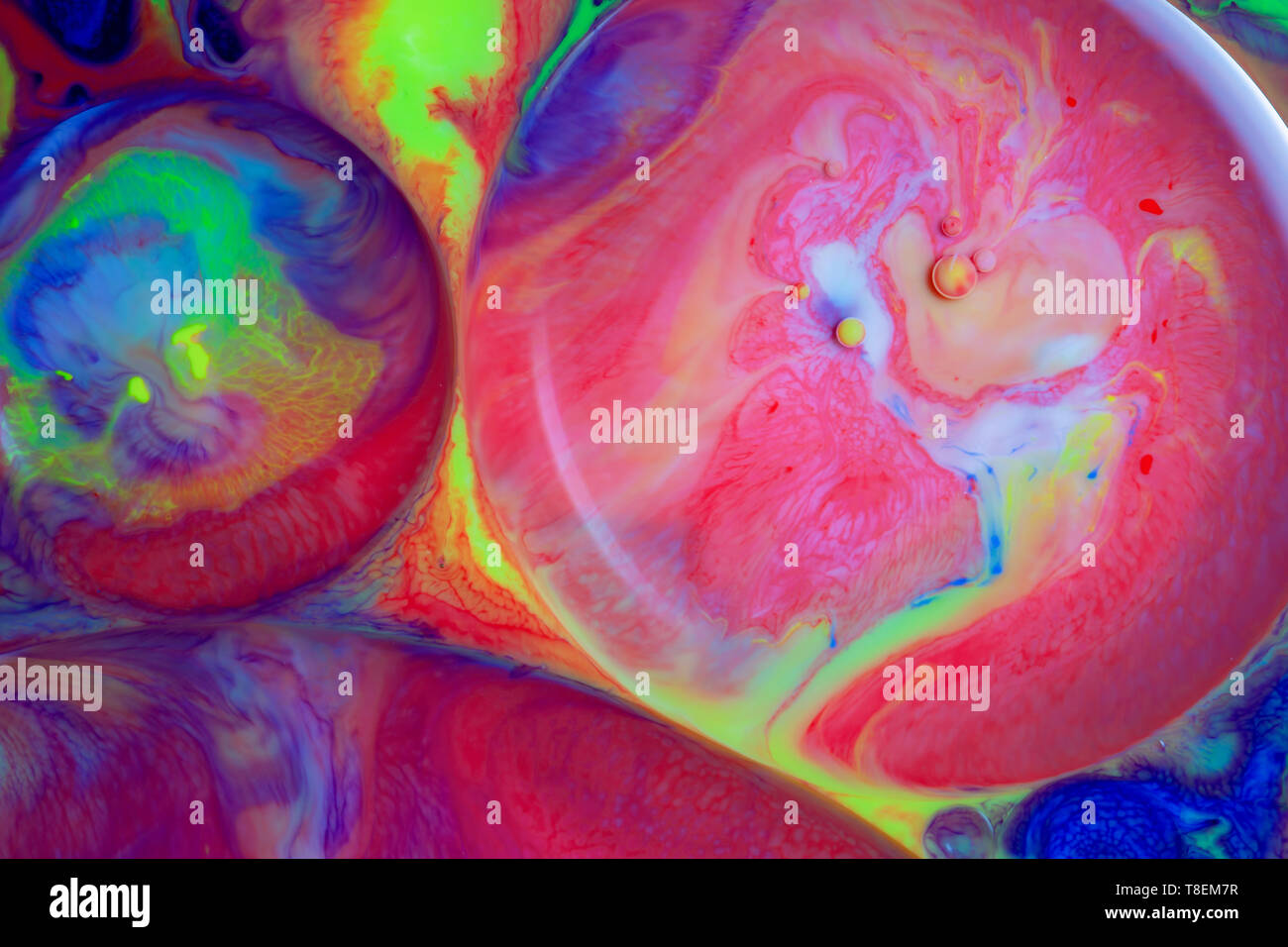 Macro photography of colorful bubbles in some fluids producing vibrant ...