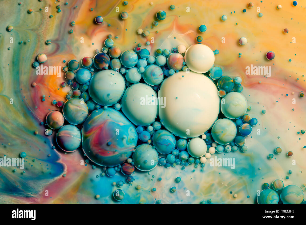 Macro photography of colorful bubbles in some fluids producing vibrant ...