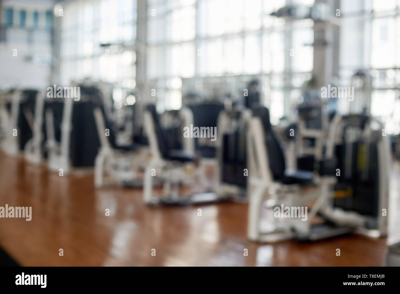 Blurred fitness gym background. Blurred fitness equipment in modern gym ...