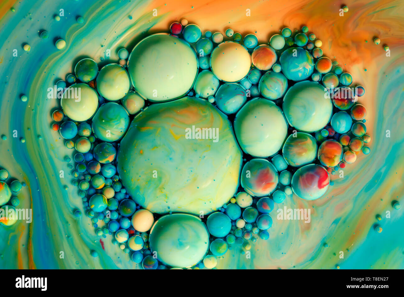 Macro photography of colorful bubbles in some fluids producing vibrant ...