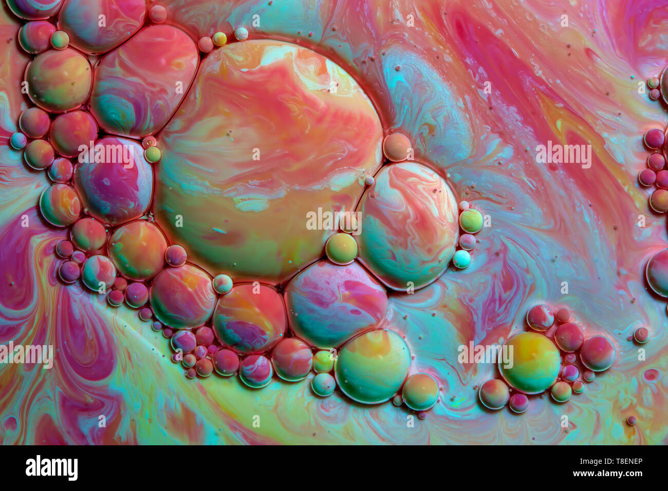 Macro photography of colorful bubbles in some fluids producing vibrant ...