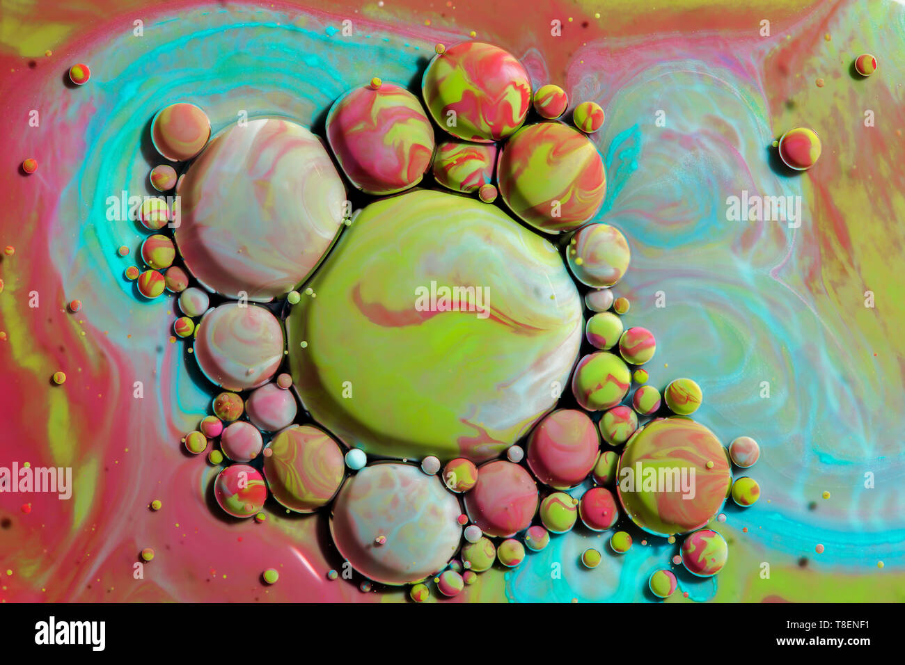 Macro photography of colorful bubbles in some fluids producing vibrant ...