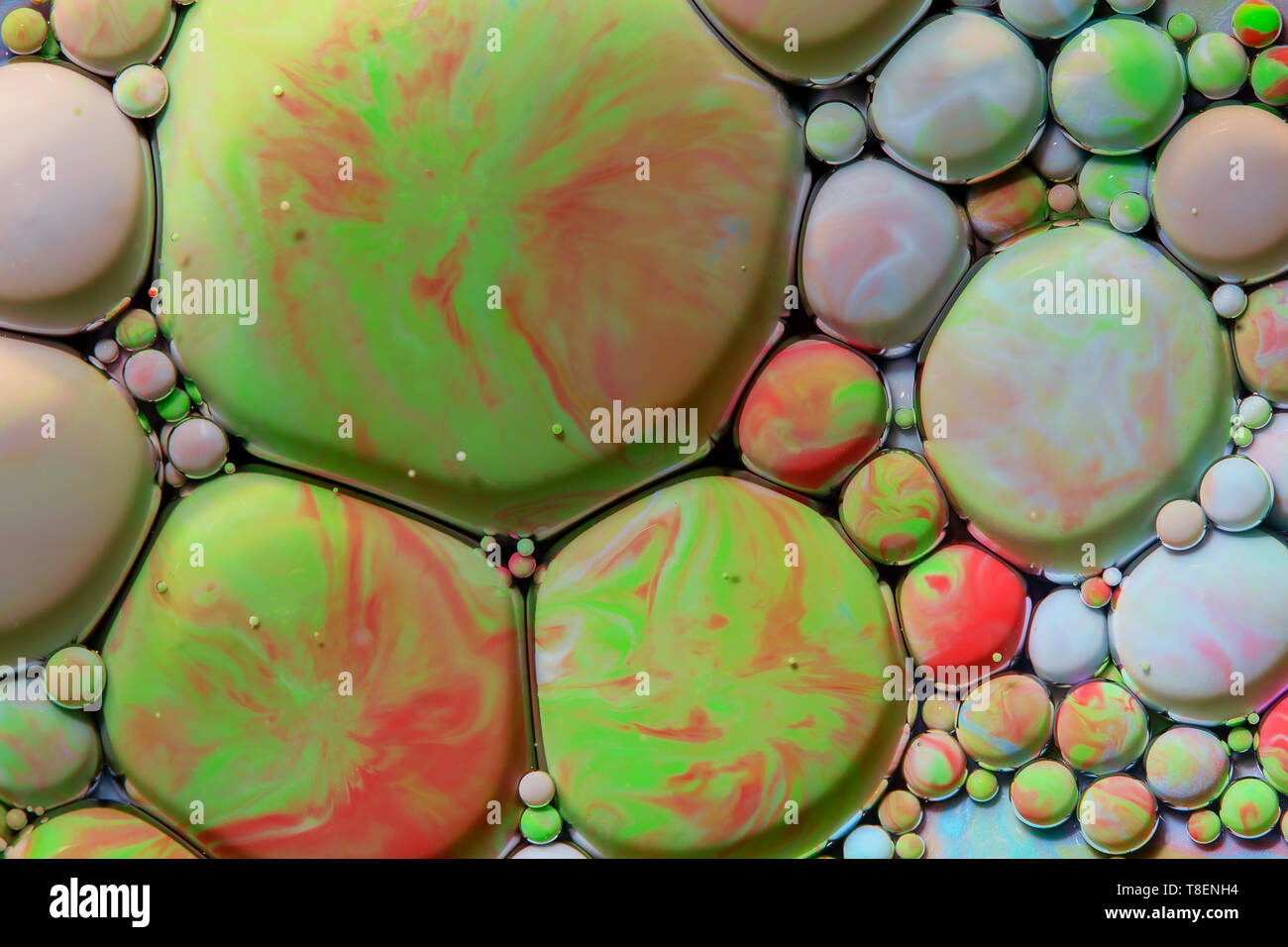 Macro photography of colorful bubbles in some fluids producing vibrant ...