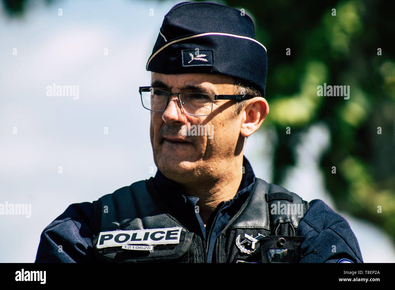 Paris France May 11, 2019 Portrait of a riot squad of the French ...