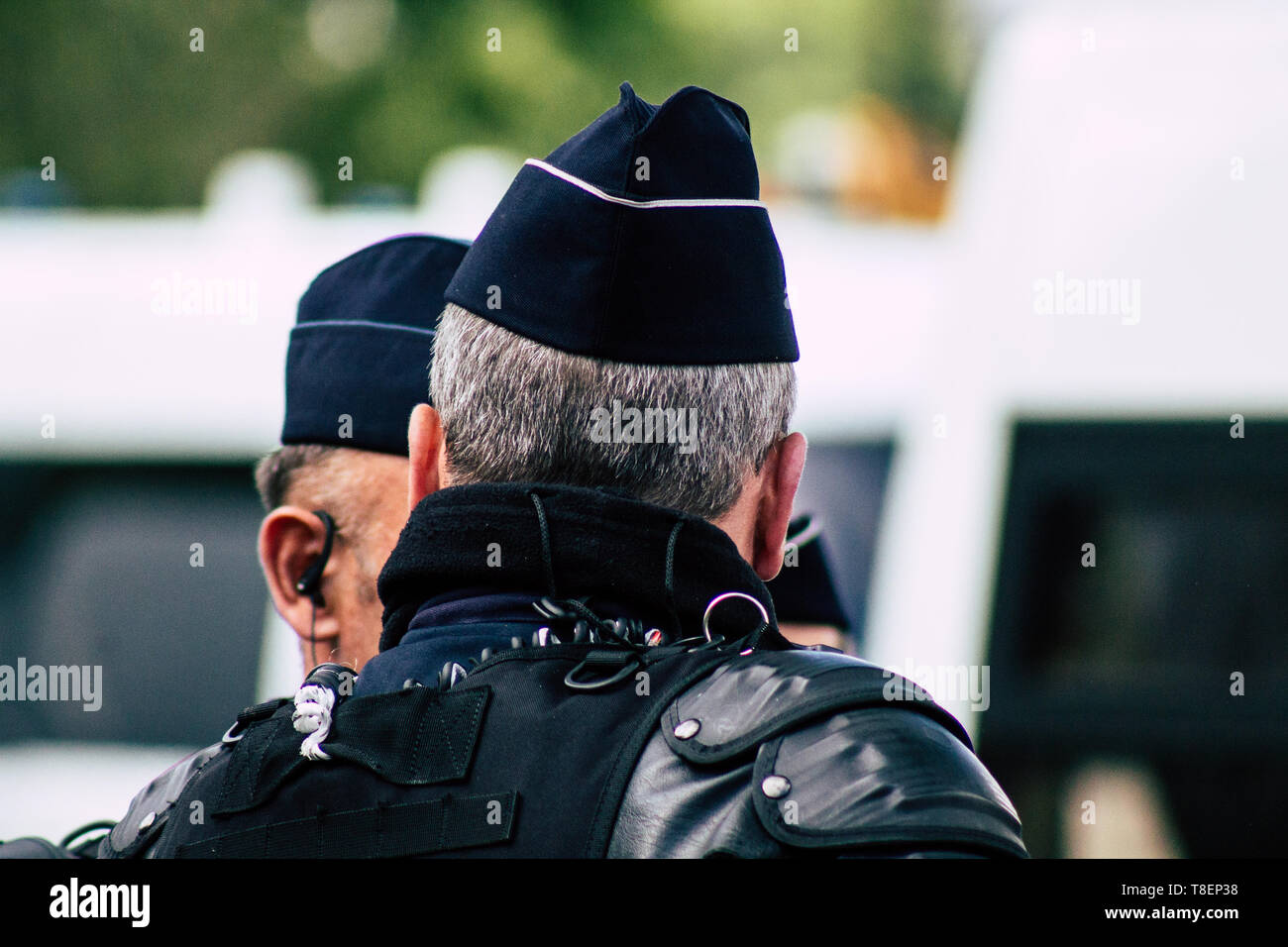 Paris France May 11, 2019 Portrait of a riot squad of the French ...