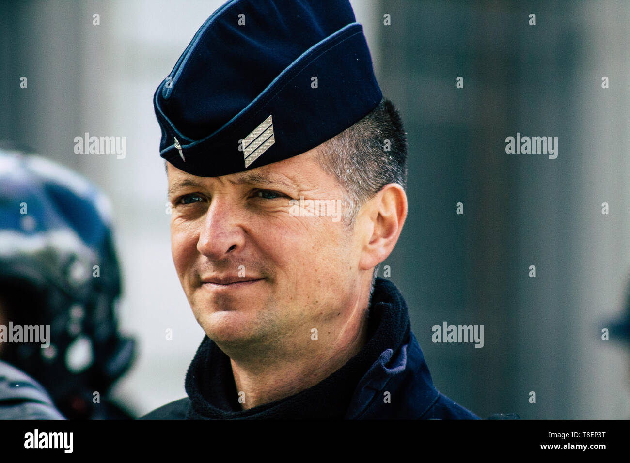 Paris France May 11, 2019 Portrait of a riot squad of the French ...
