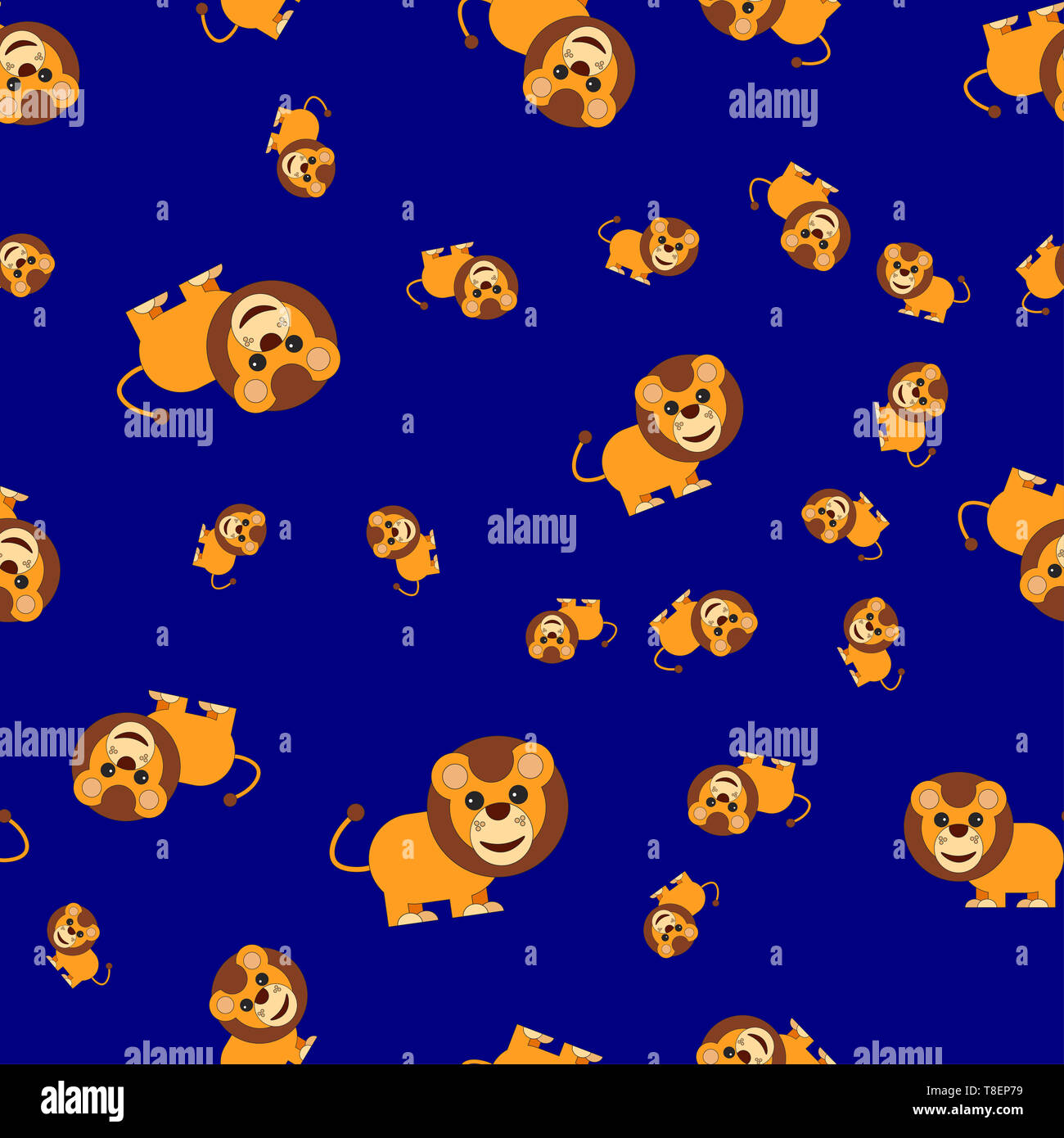 Seamless pattern from lion. illustration in cartoon style on a colored ...