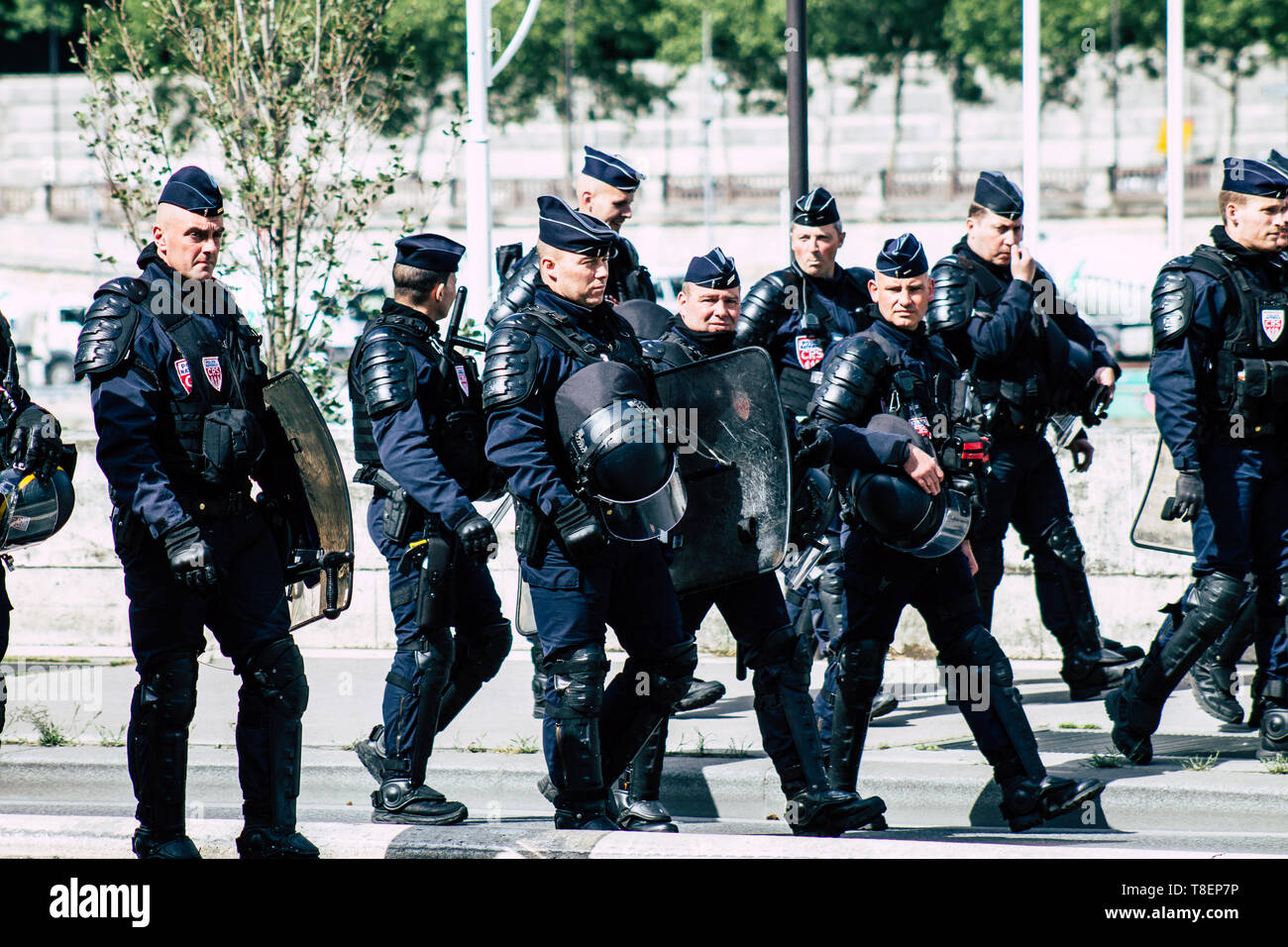 Paris France May 11, 2019 View of a riot squad of the French National ...