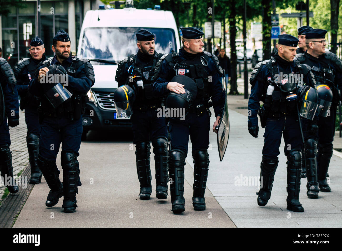Paris France May 11, 2019 View of a riot squad of the French National ...