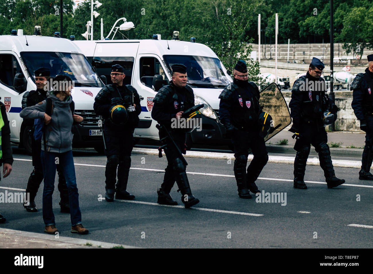 Paris France May 11, 2019 View of a riot squad of the French National ...