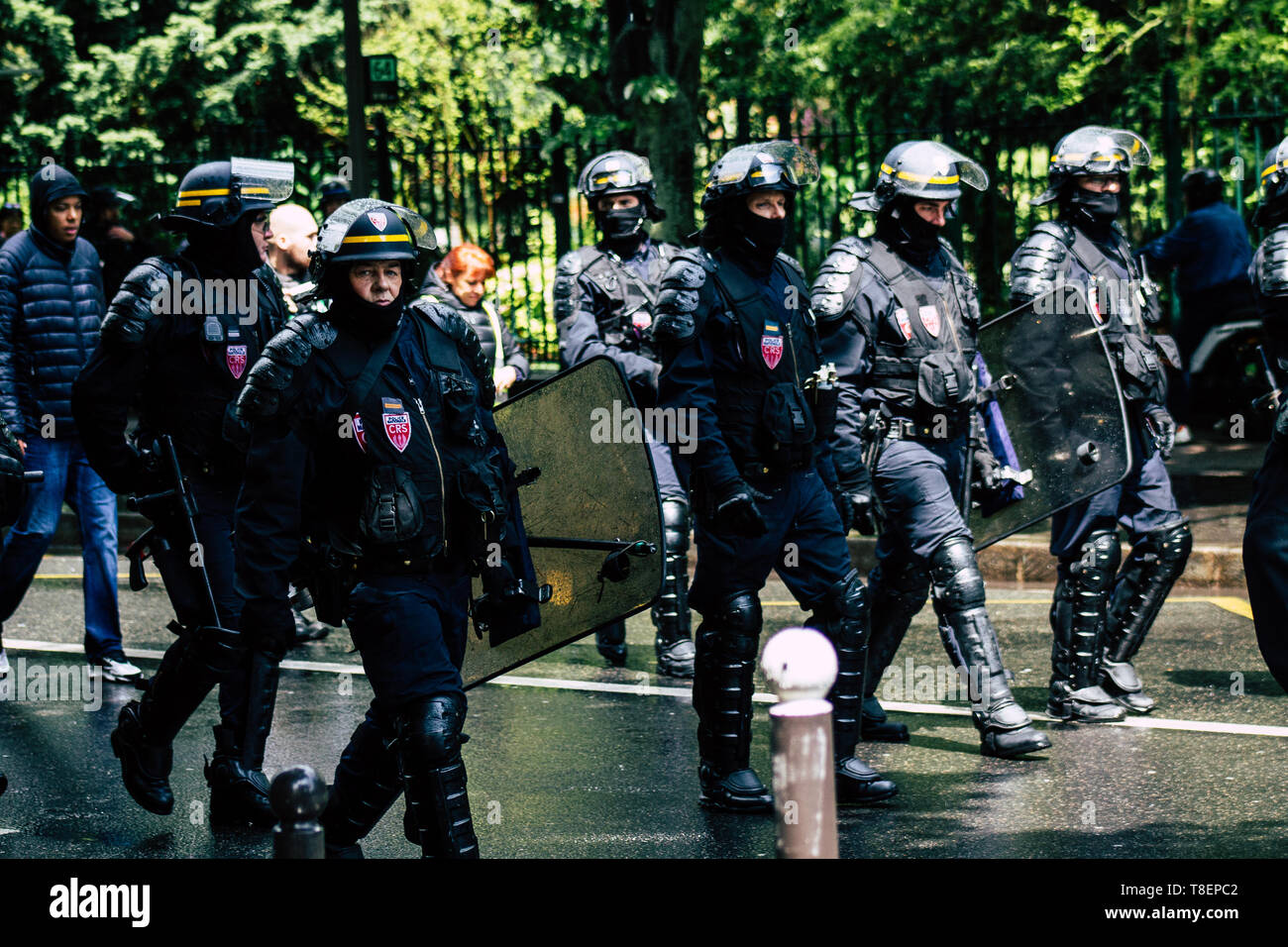Paris France May 11, 2019 View of a riot squad of the French National ...