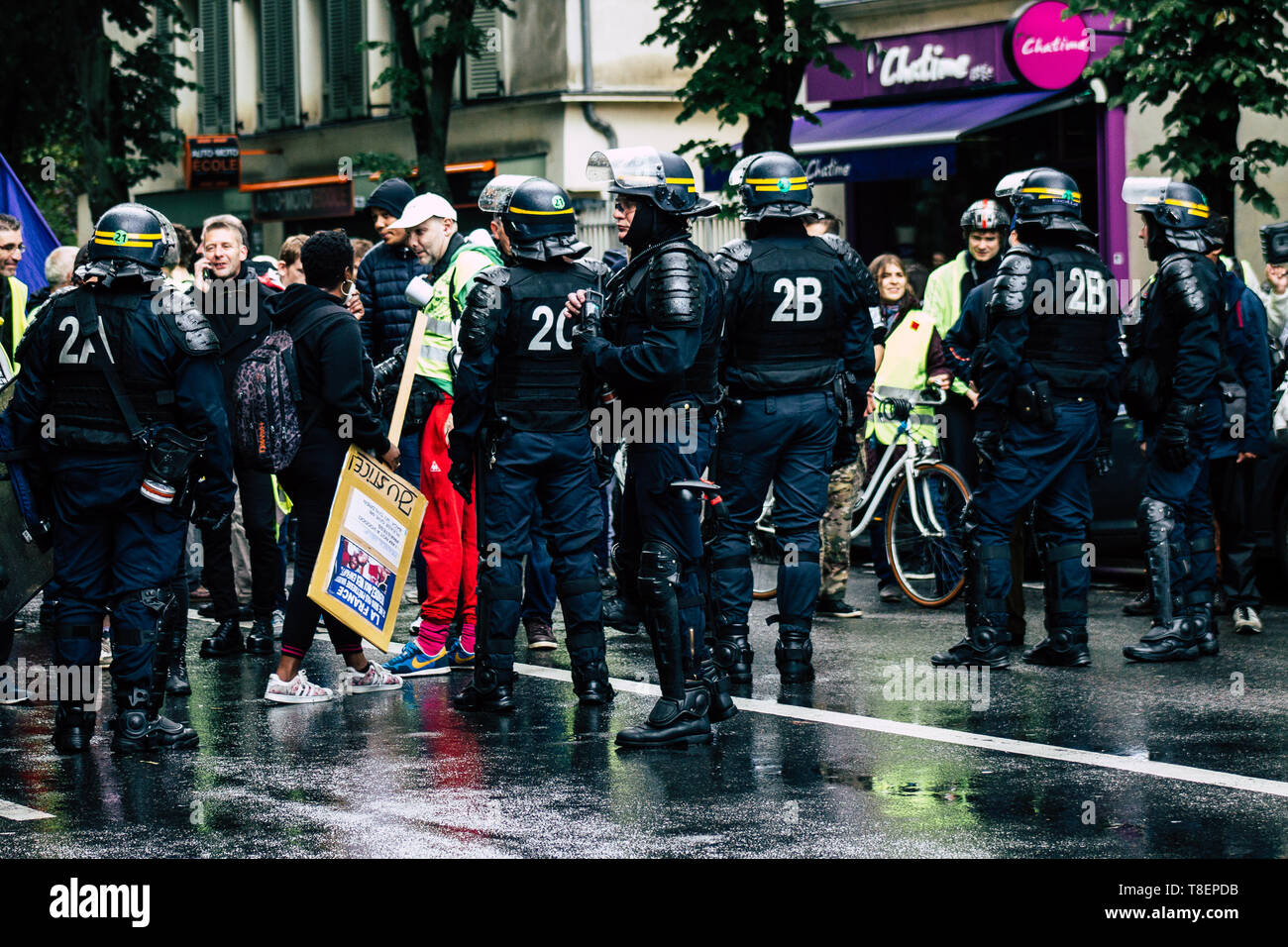 Paris France May 11, 2019 View of a riot squad of the French National ...