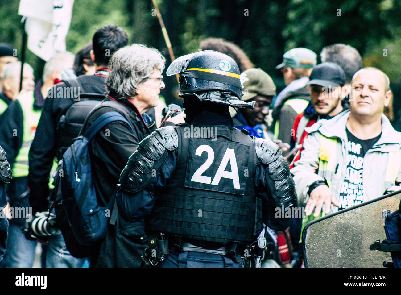Paris France May 11, 2019 View of a riot squad of the French National ...