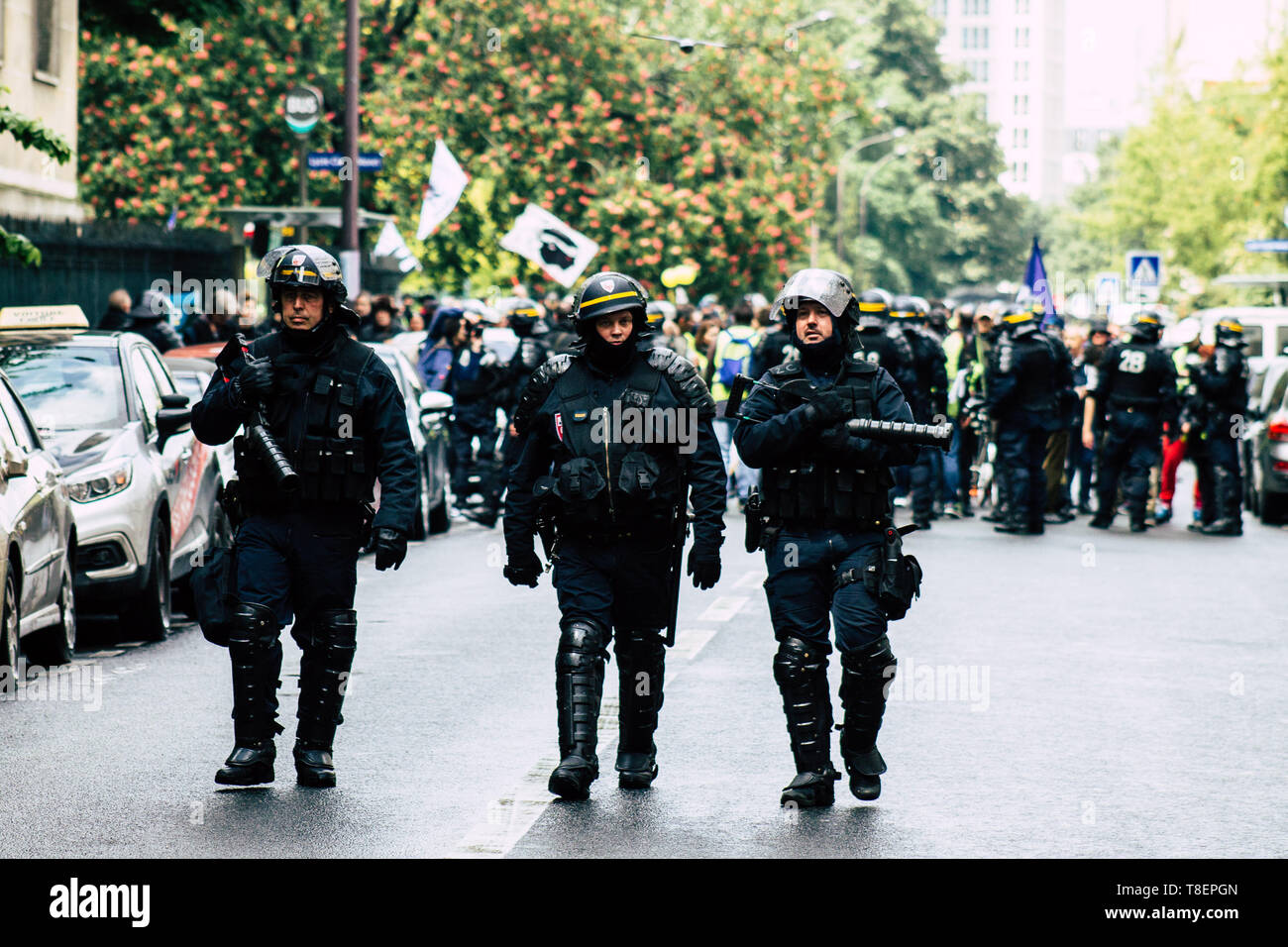 Paris France May 11, 2019 View of a riot squad of the French National ...