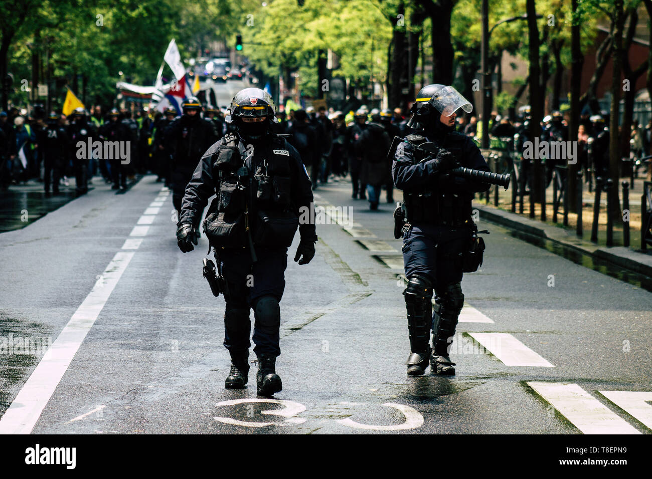 Paris France May 11, 2019 View of a riot squad of the French National ...