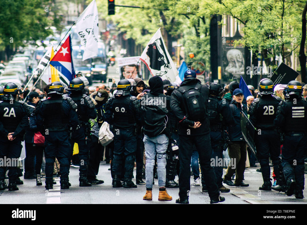 Paris France May 11, 2019 View of a riot squad of the French National ...