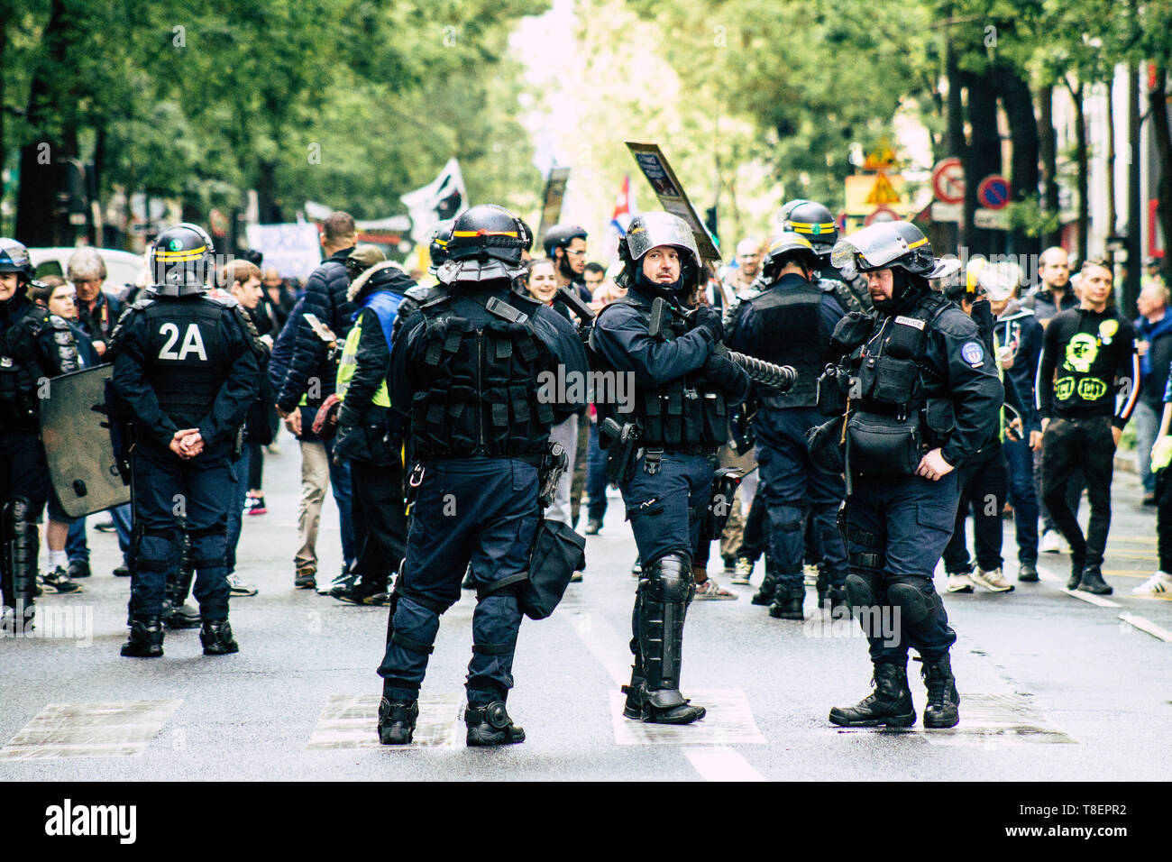 Paris France May 11, 2019 View of a riot squad of the French National ...