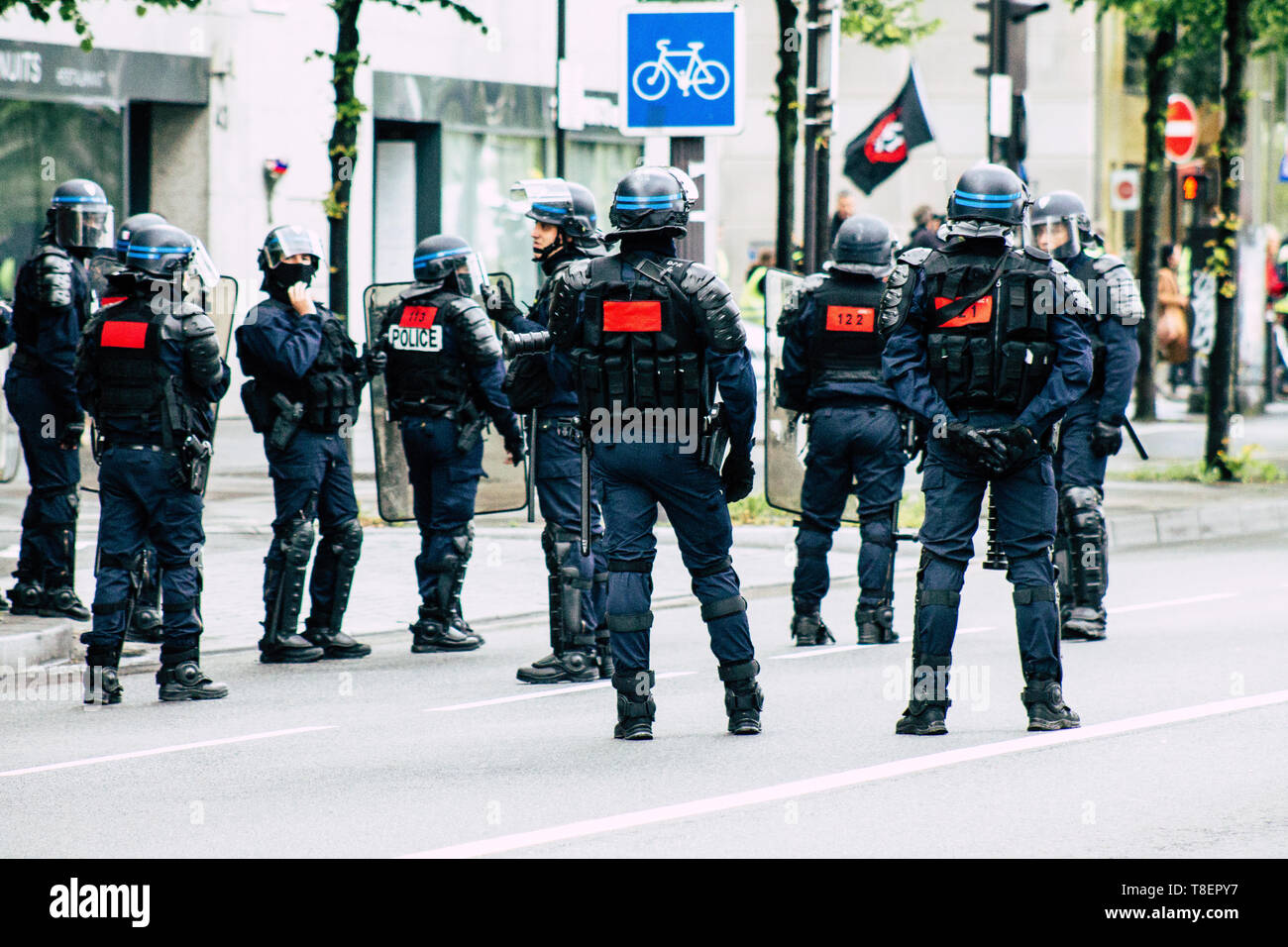 Paris France May 11, 2019 View of a riot squad of the French National ...