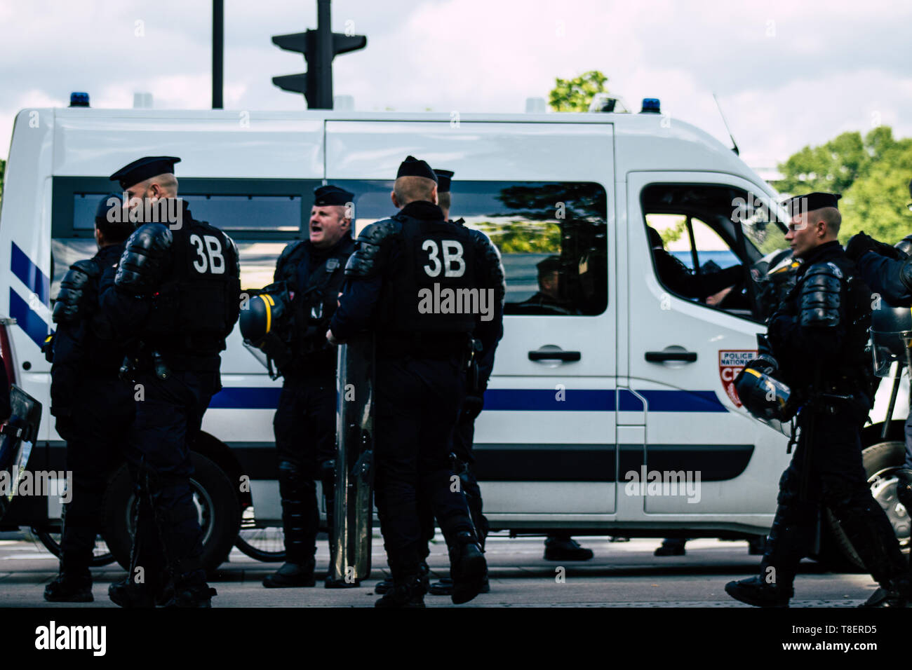 Paris France May 11, 2019 View of a riot squad of the French National ...