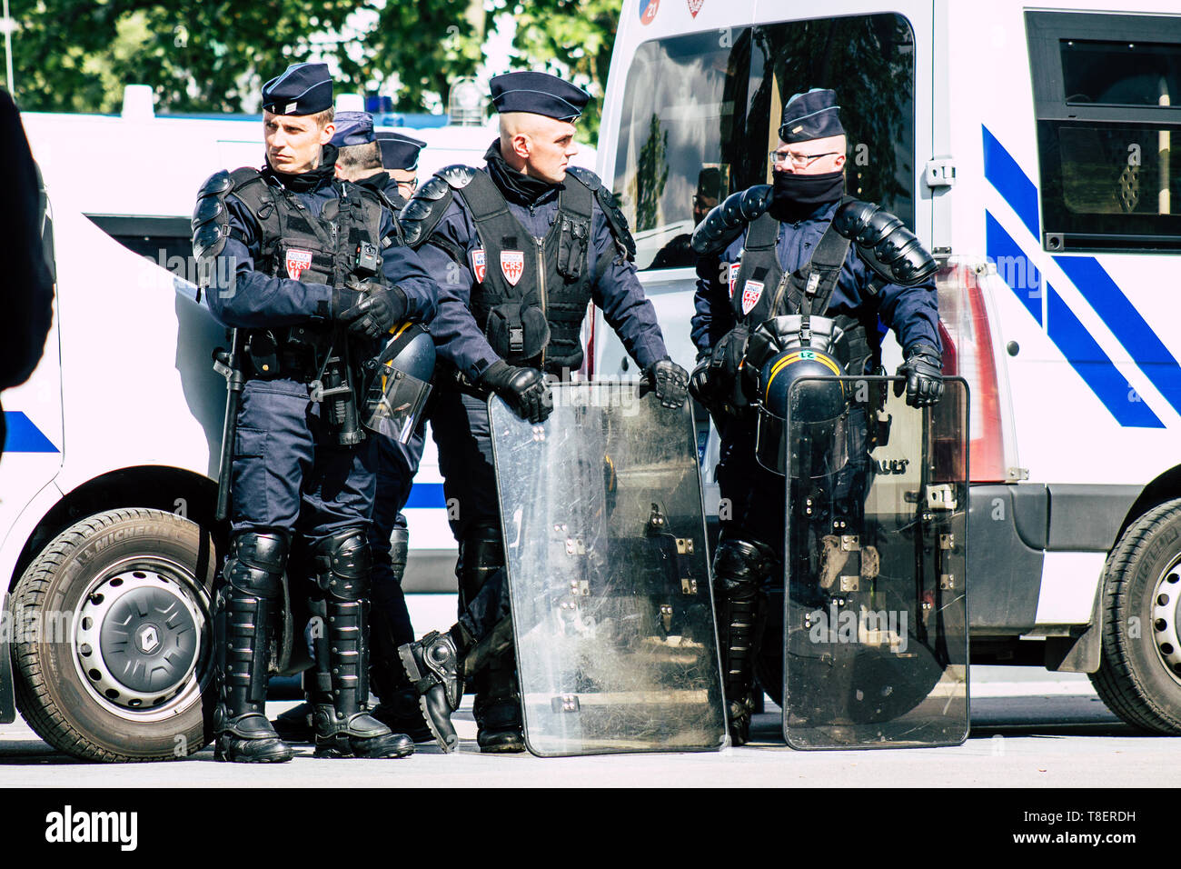 Paris France May 11, 2019 View of a riot squad of the French National ...