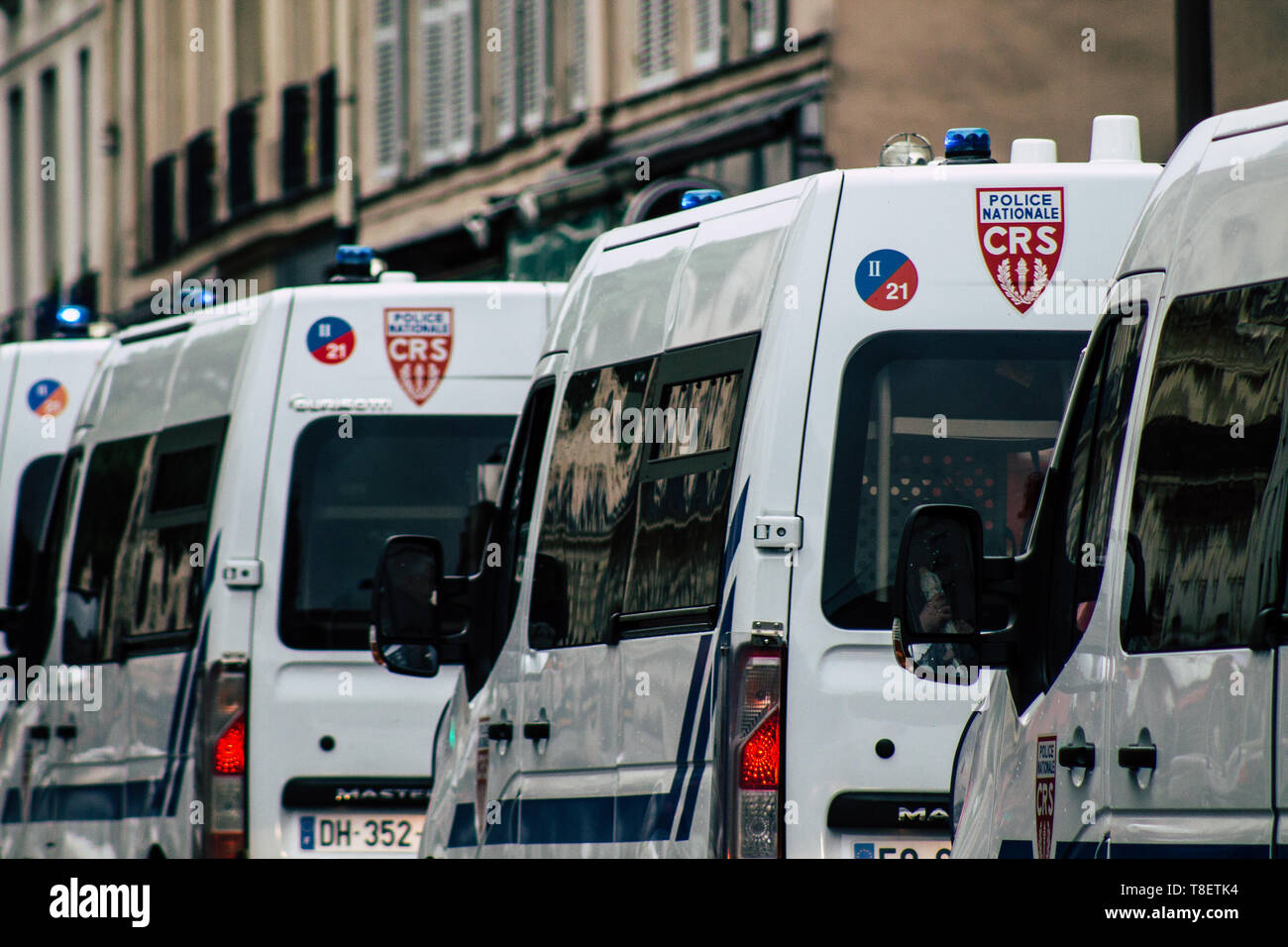 Paris France May 11, 2019 View of cars of the French National Police in ...