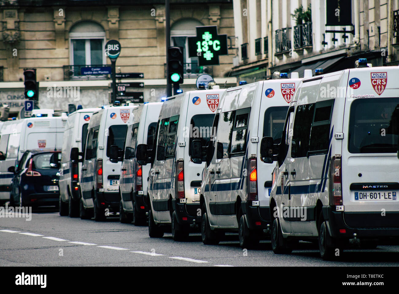 Paris France May 11, 2019 View of cars of the French National Police in ...