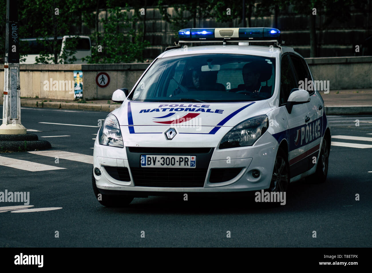 Paris France May 11, 2019 View of cars of the French National Police in ...