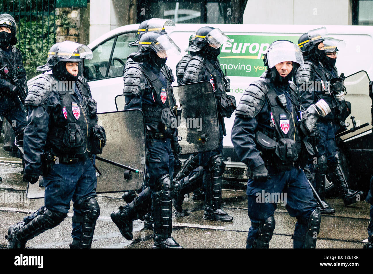 Paris France May 11, 2019 View of a riot squad of the French National ...