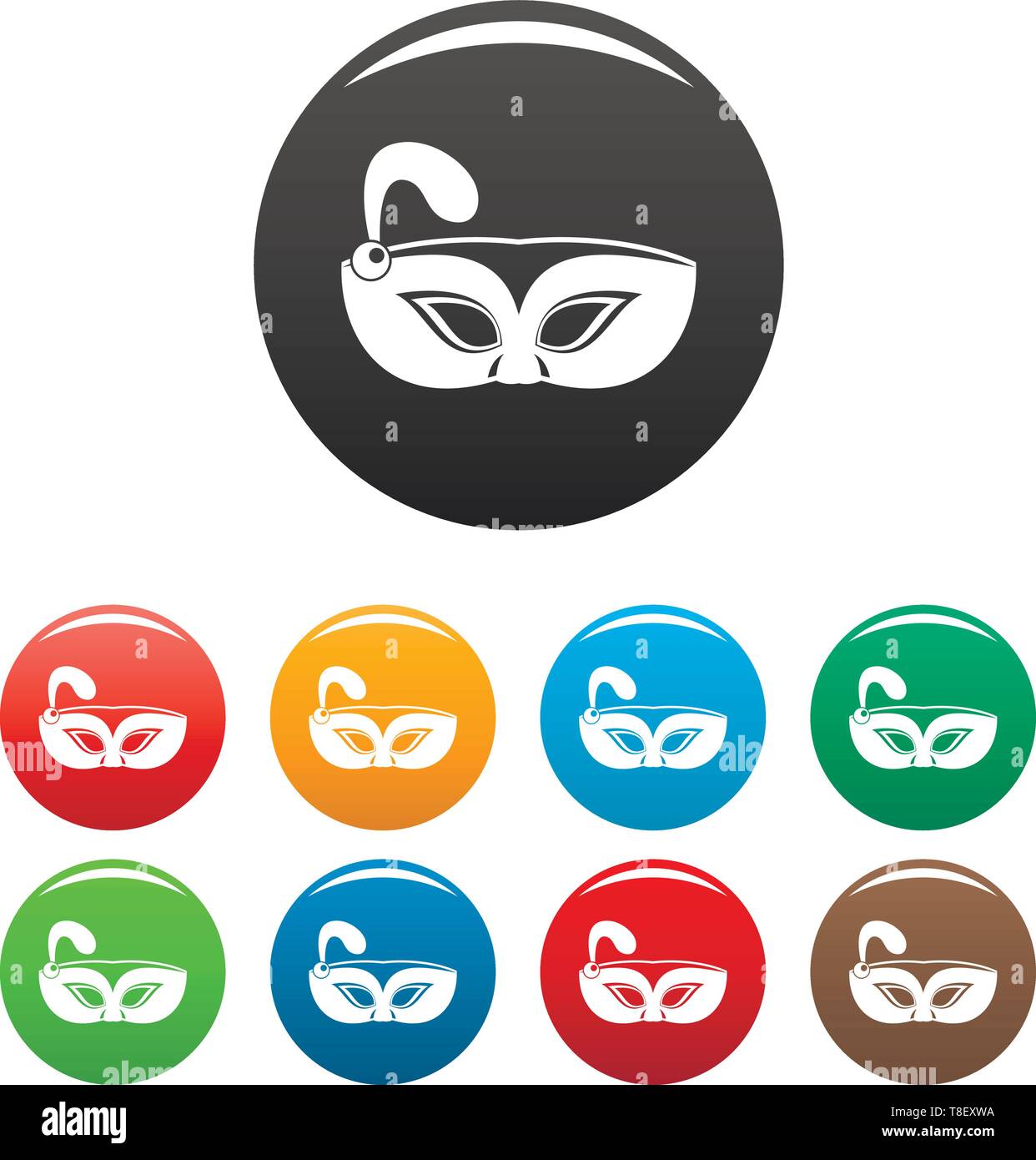 Night Mask Carnival Icons Set 9 Color Vector Isolated On White For Any