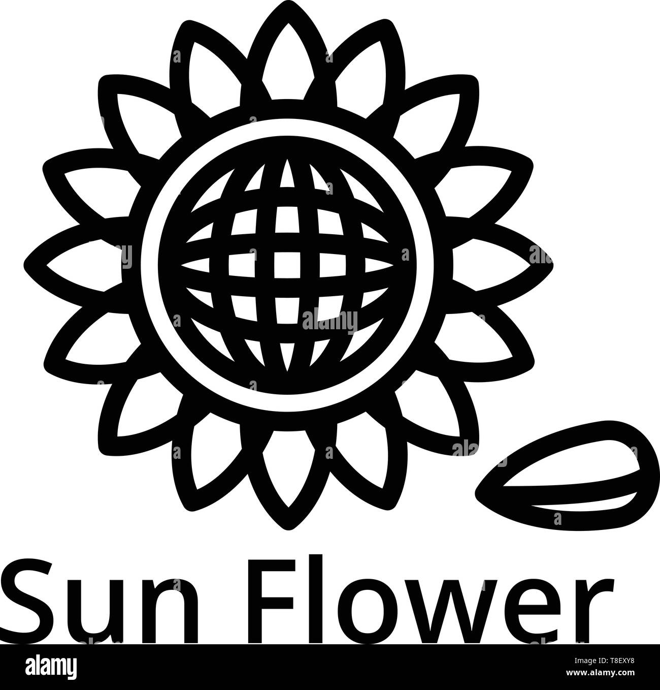 Sun flower icon. Outline sun flower vector icon for web design isolated ...