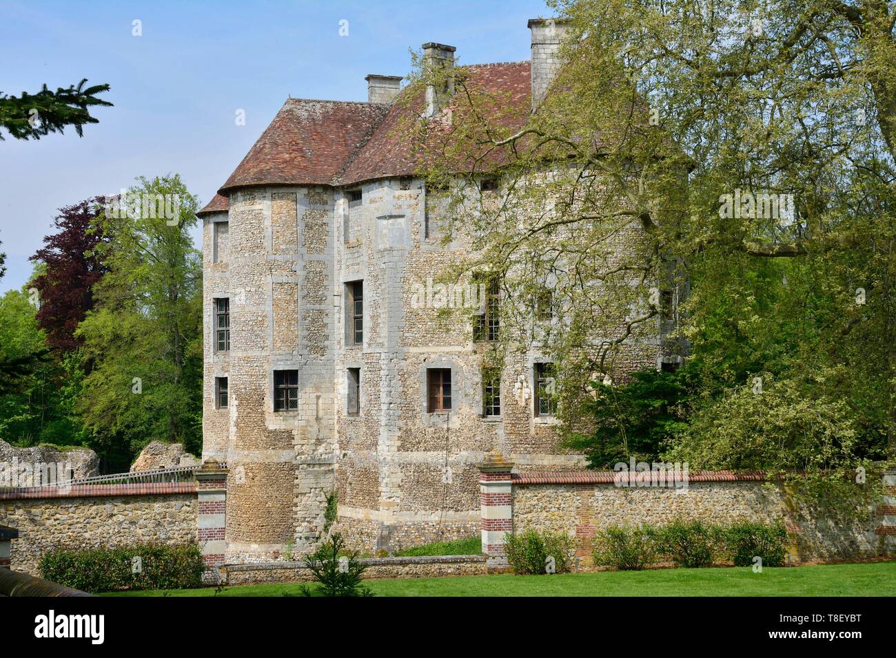 France, Eure, chateau d'Harcourt, the 12th century fortress Stock Photo ...