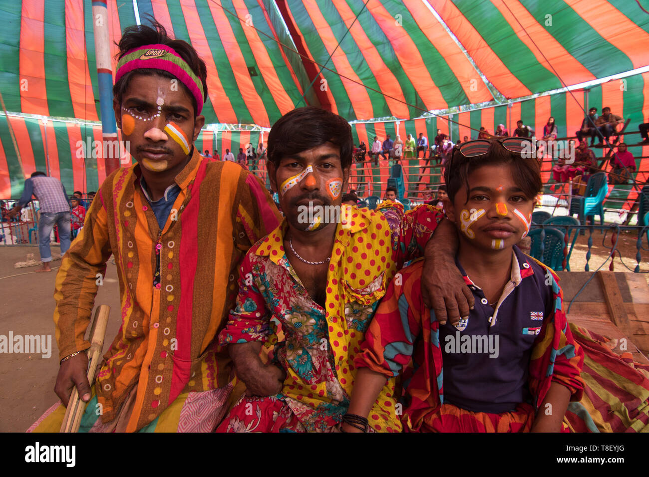 Troop members seen during the circus show. Bangladesh has a very long ...